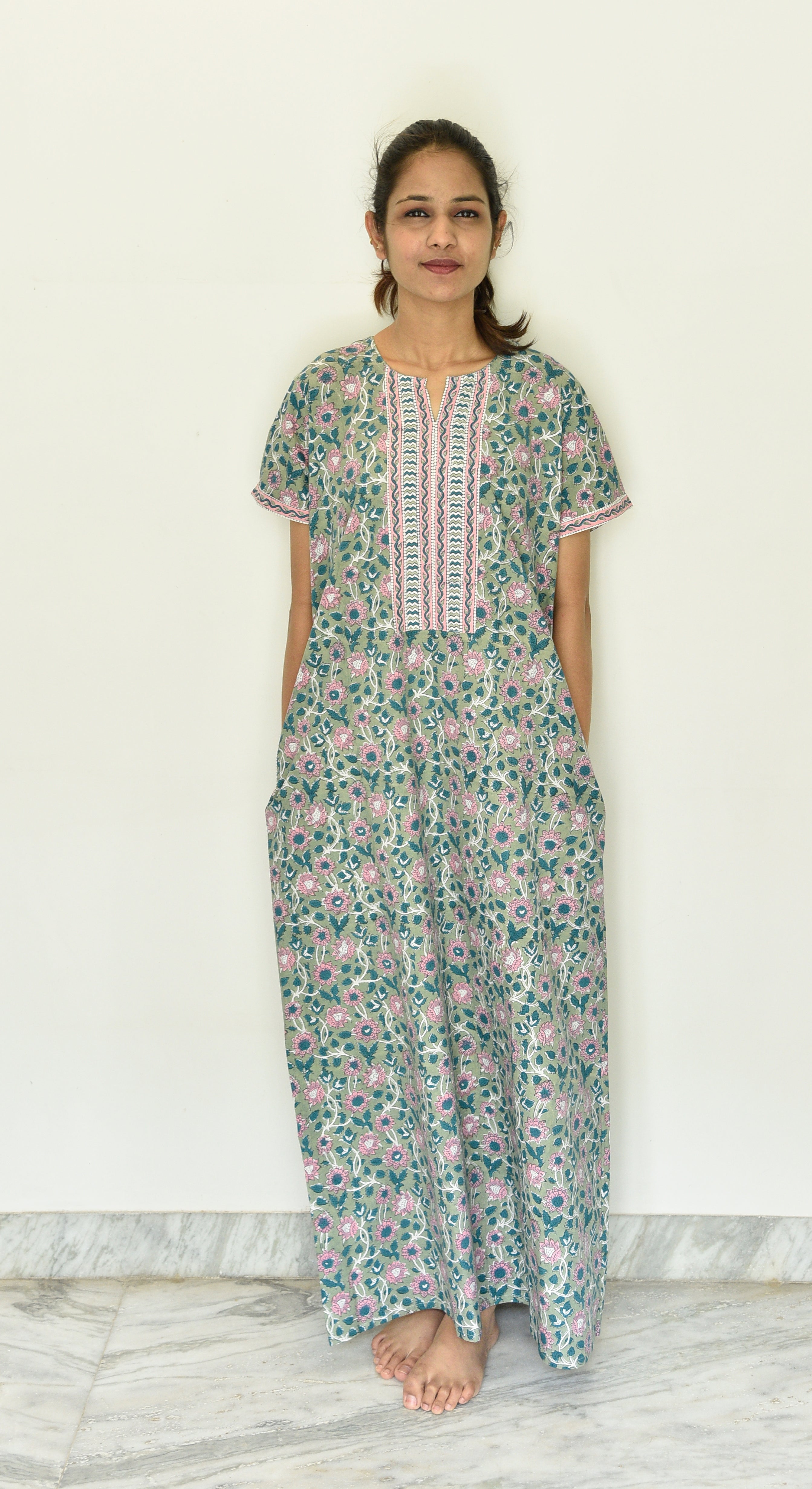 Slate Green Home Gown – MAMTA FOMRA