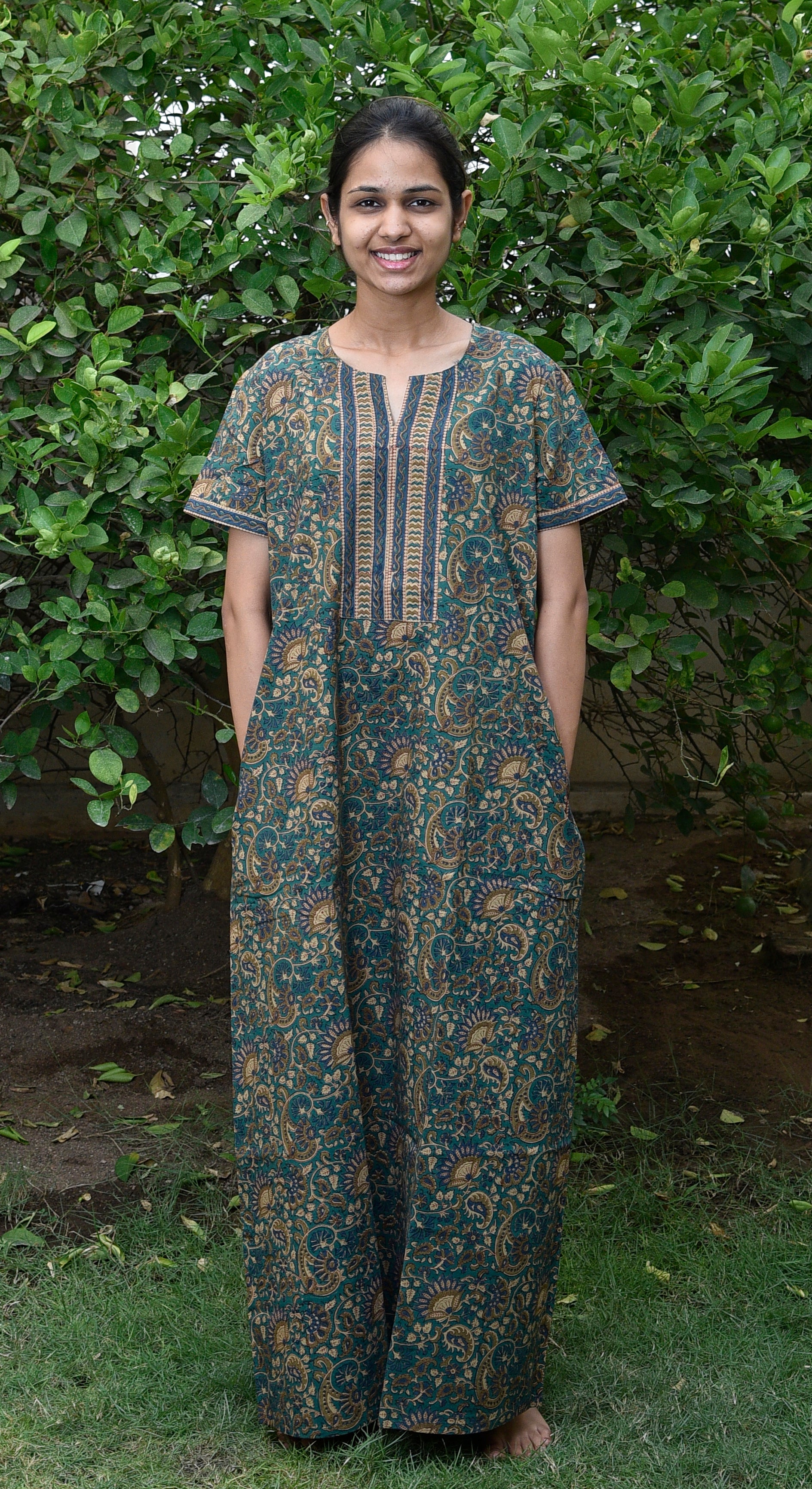 Peacok Home Gown – MAMTA FOMRA